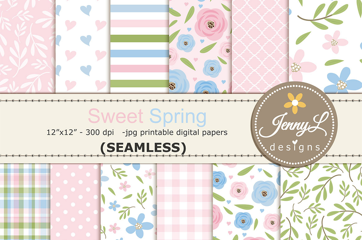 Spring Summer SEAMLESS Digital Paper, a Pattern Graphic by JennyL Designs