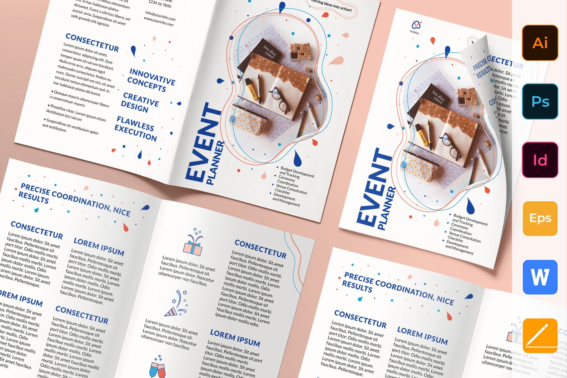 Event Planner Brochure Bifold, a Brochure Template by TemplatesNow!