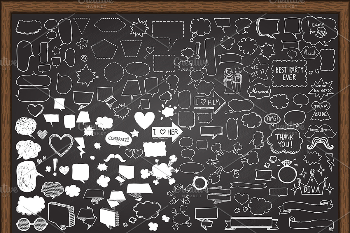 Hand drawn elements bundle, an Object Graphic by Somjai King