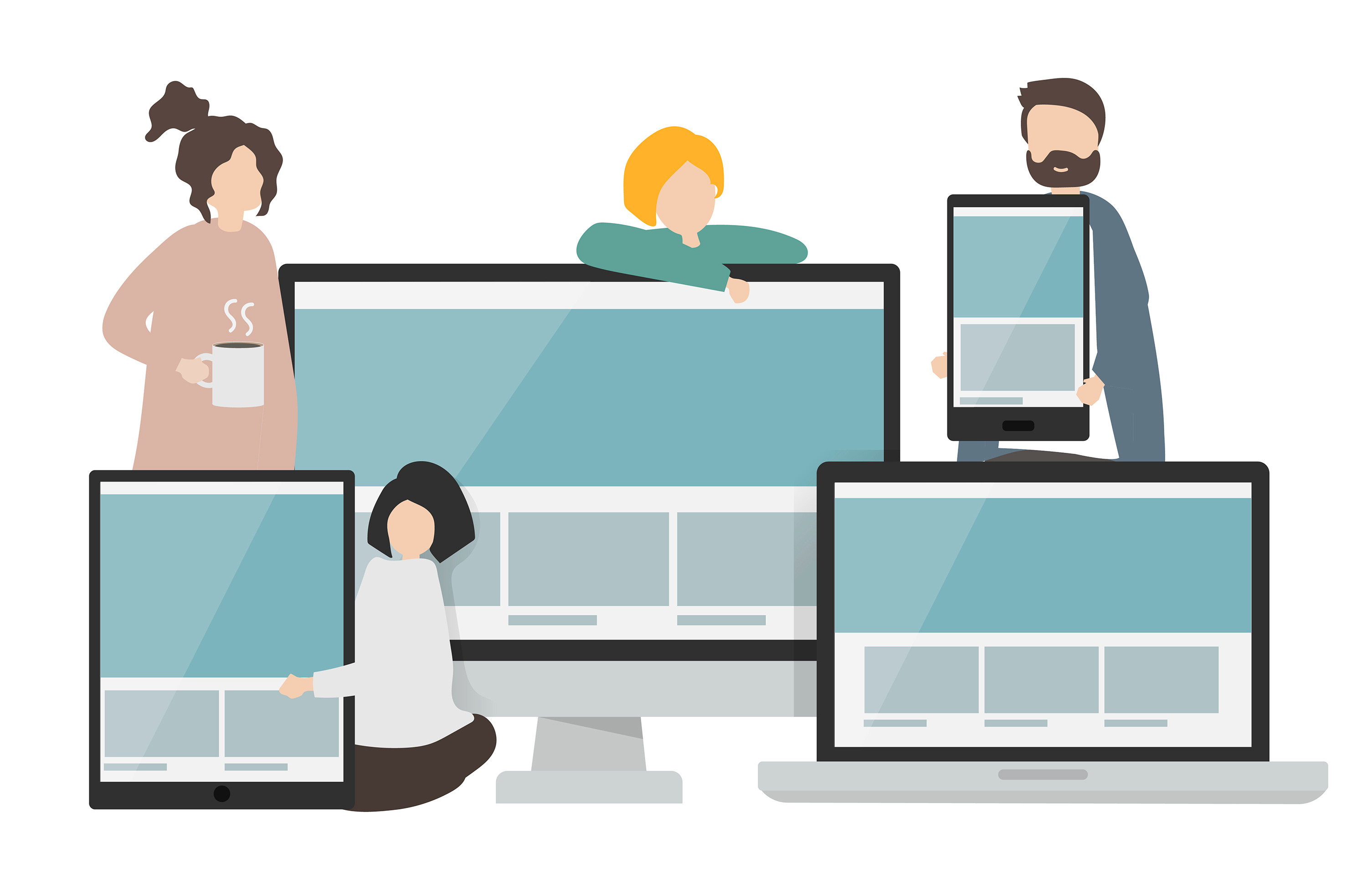 Illustration of characters and web, a Technology Illustration by rawpixel