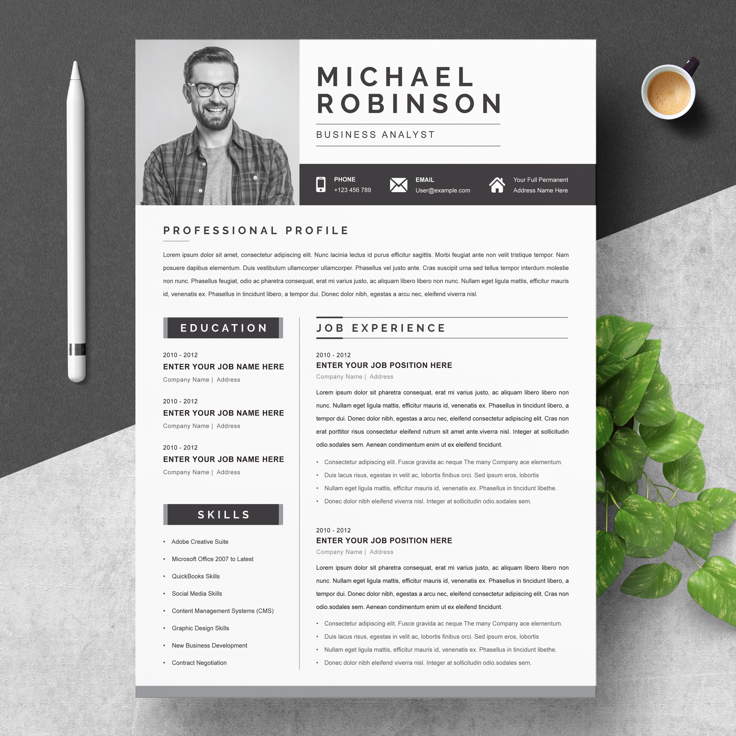 MS Word CV Design, a Resume Template by ResumeInventor