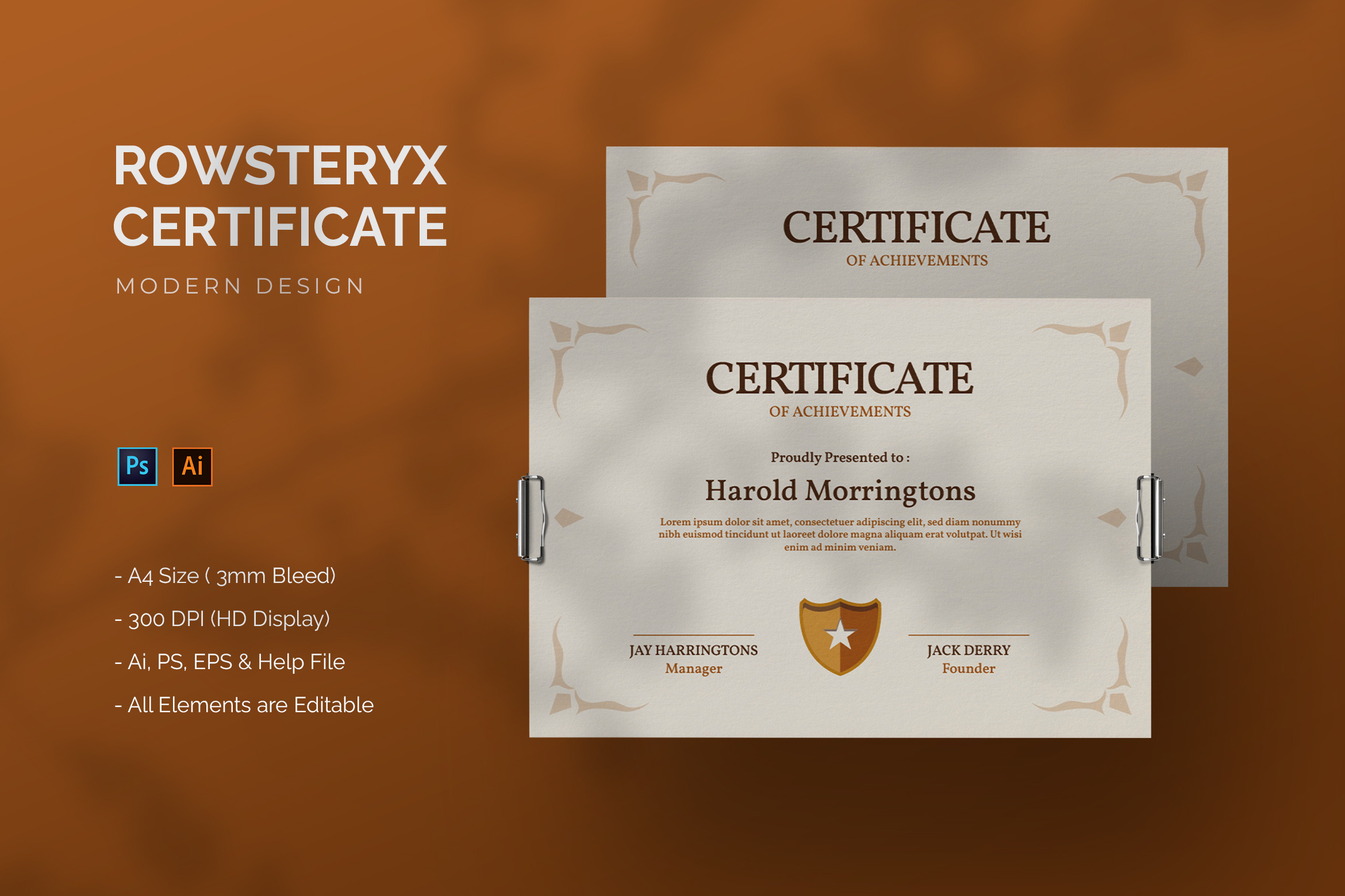 Rowsteryx - Certificate Template, a Print Template by StreaksideStd