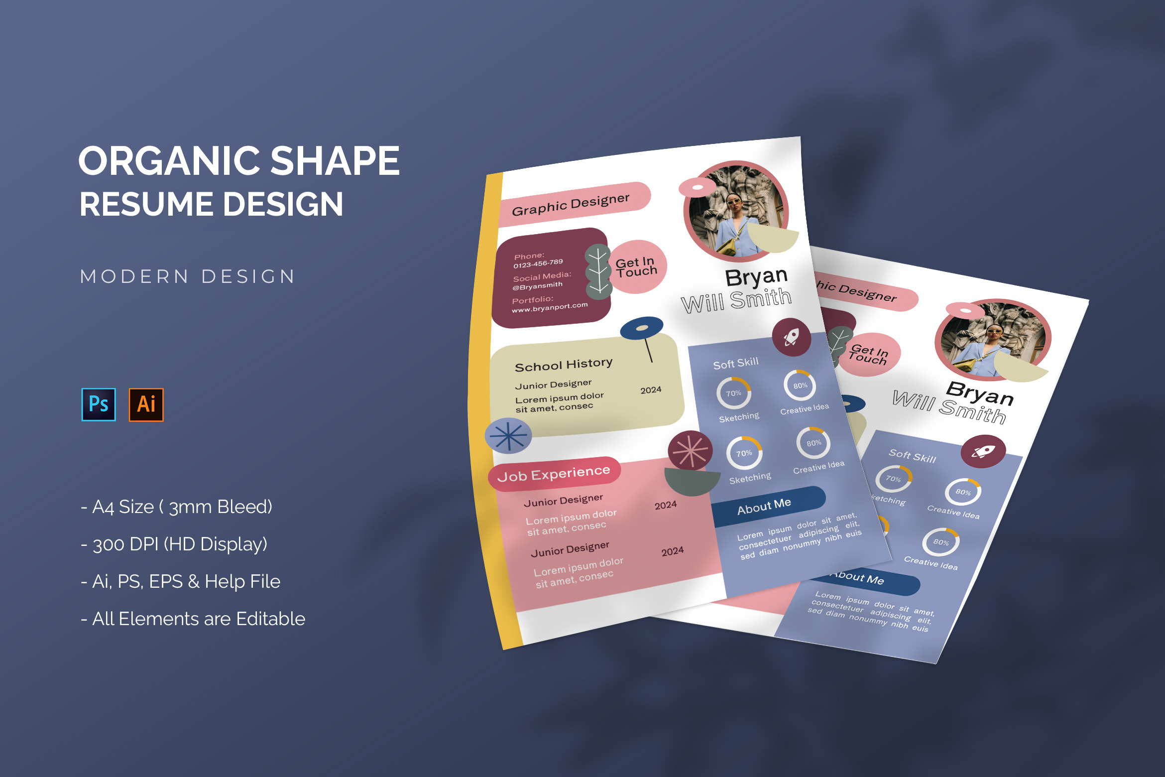 Organic Shape - Resume Template, a Resume Template by StreaksideStd