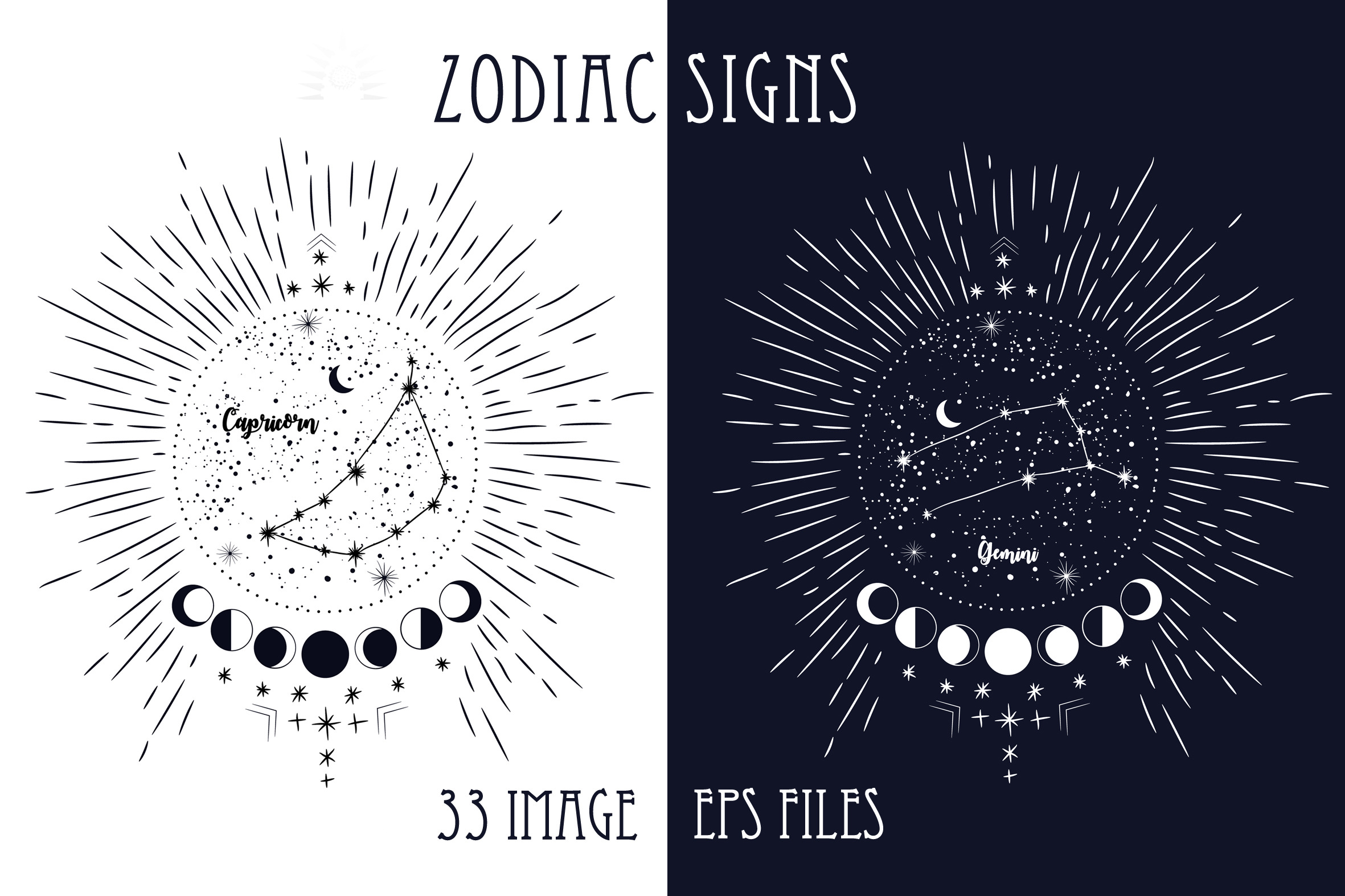 zodiac signs. style engraving, a Decorative Illustration by Chikovnaya