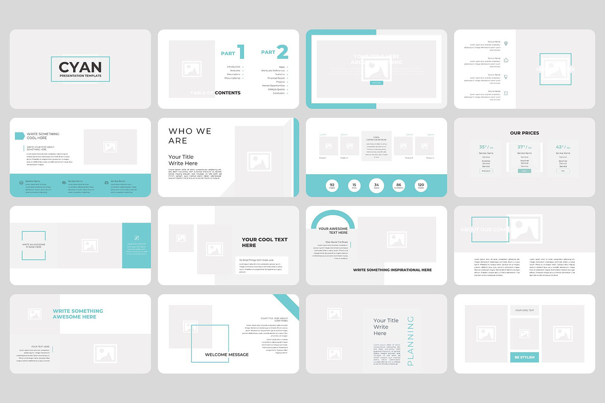 Cyan Powerpoint Template Presentation | Creative Market