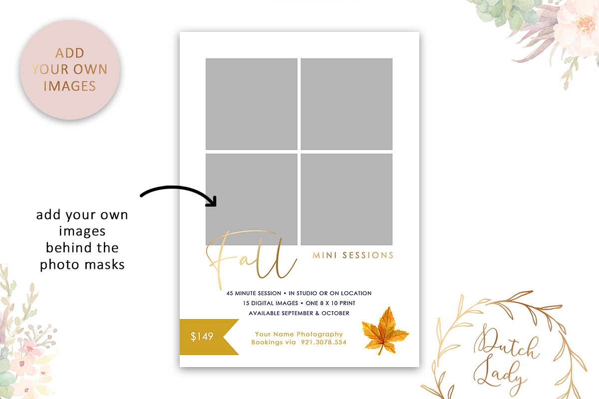 PSD Photo Session Card Template #47, a Card Template by The Dutch Lady ...