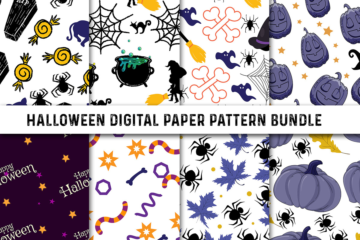 Halloween Digital Paper Bundle, a Pattern Graphic by craftsmaker ...