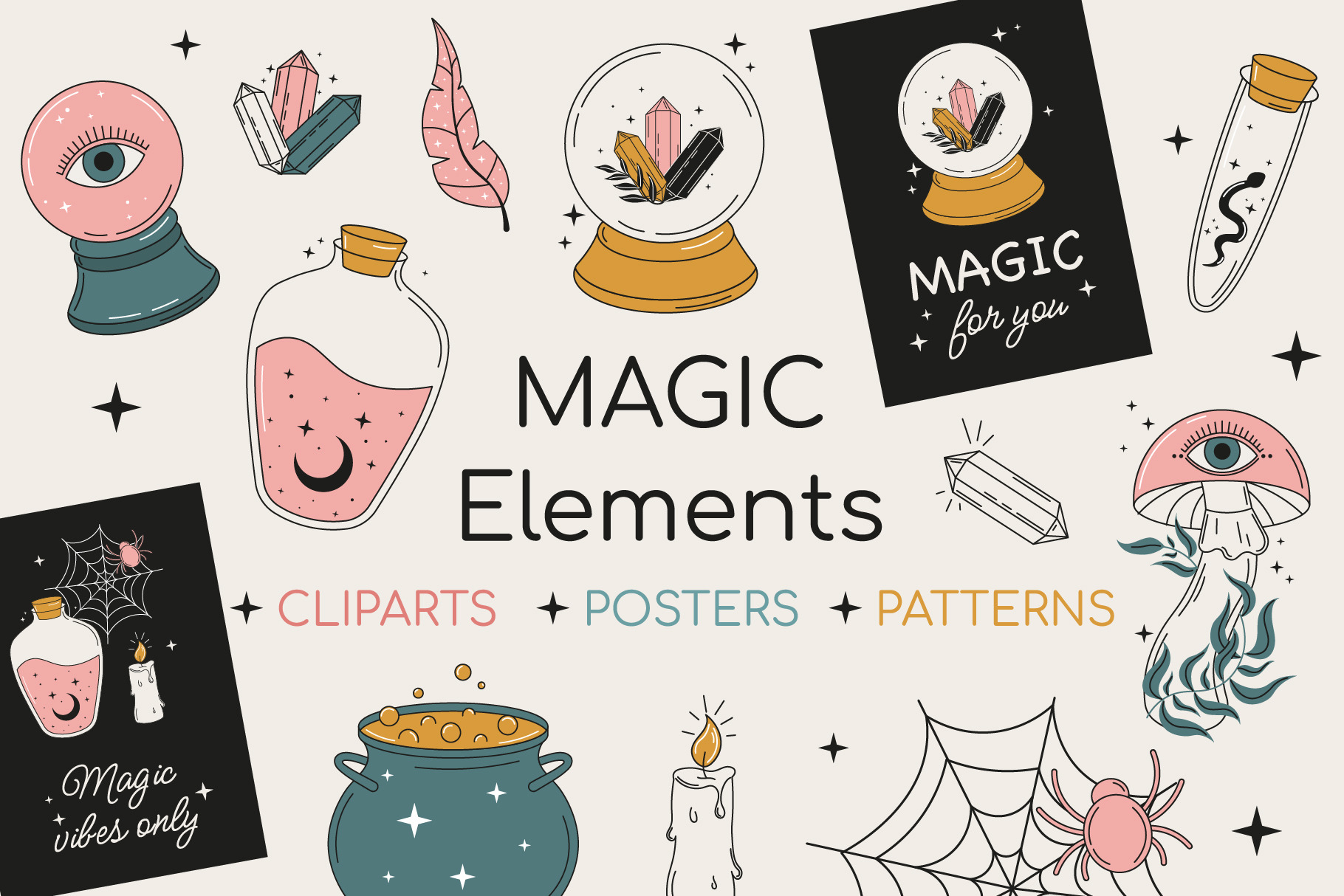 Vector Magic Witchcraft Elements Set, a Graphic by My_CreativeStudio