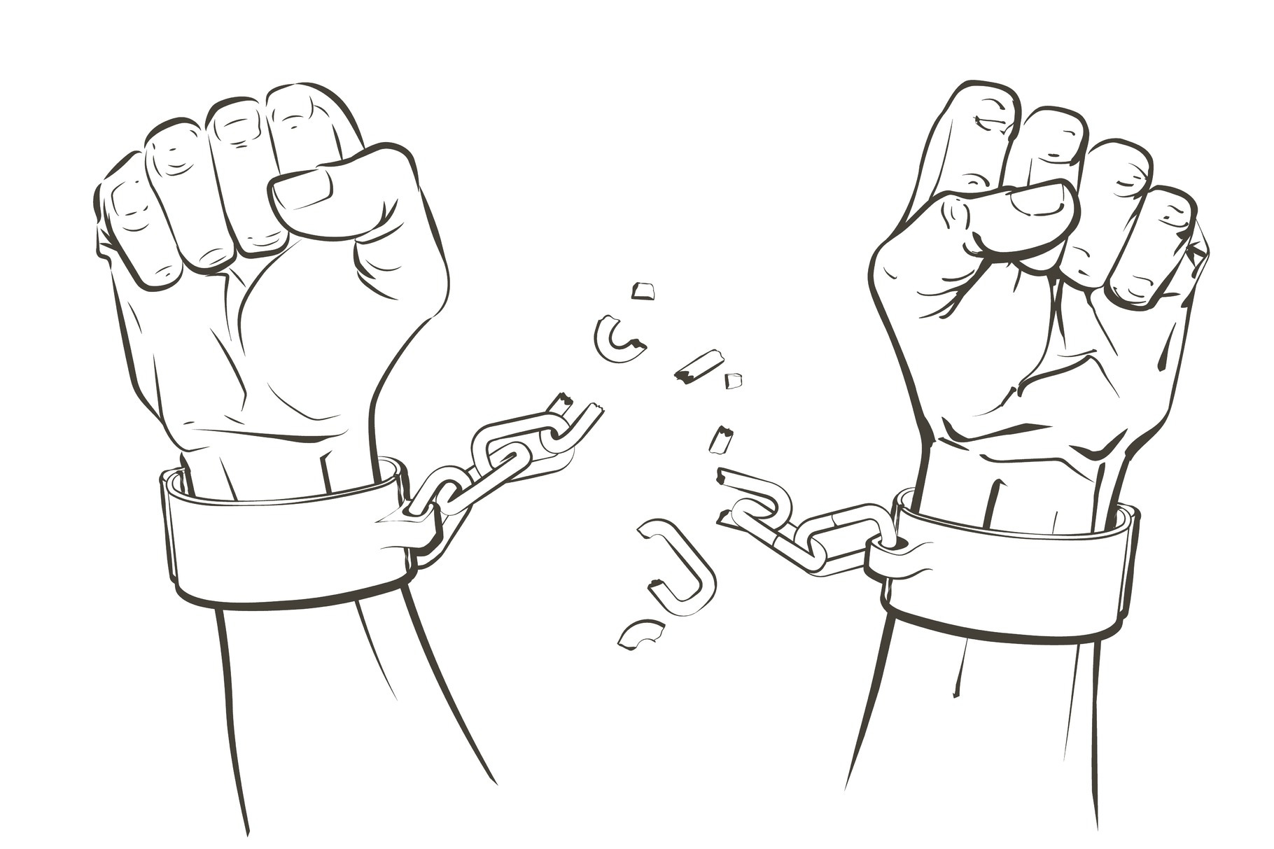 hands breaking steel shackles chain, a Person Illustration by ...