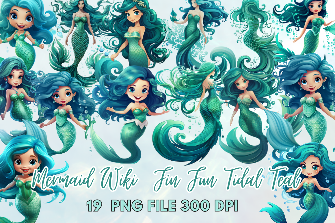 Mermaid Wiki Fin Fun Tidal Teal Cli, an Object Graphic by Regulrcrative ...