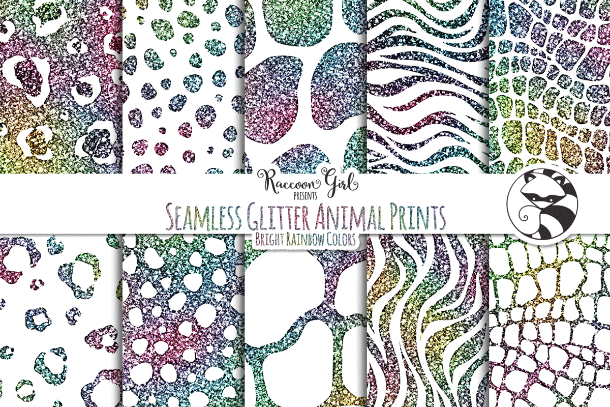 Seamless Glitter Animal Prints br, a Pattern Graphic by RaccoonGirl Design