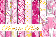 Paris digital paper pack, an Illustration by DarinaDigital