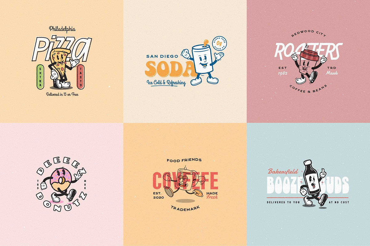 Food Friends v2.0: Vintage Mascots, a Food Illustration by Staple.