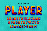 Pixel vector alphabet, stylized, an Illustration by Revelstockart
