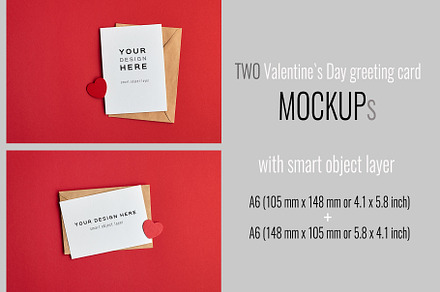 A6 Valentines Day Card Mockup, a Mockup by nika-vera