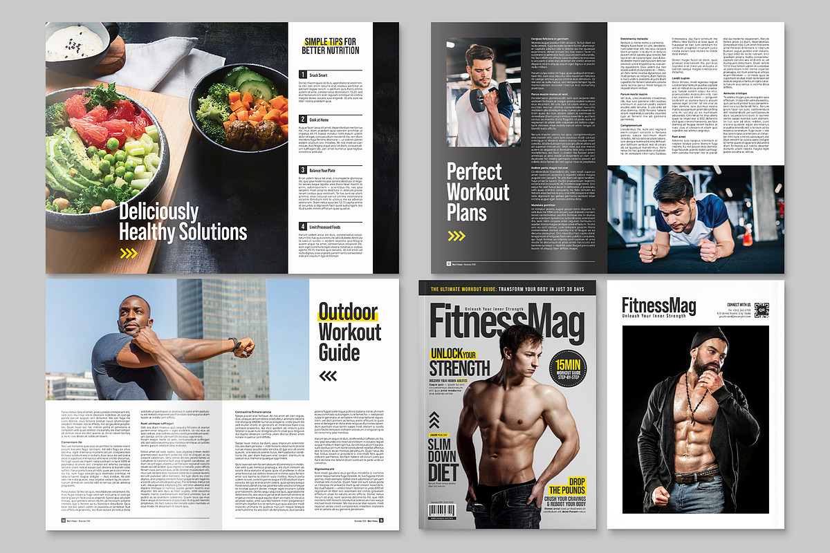 Fitness Magazine Template, a Magazine Template by BrandPacks | Creative ...