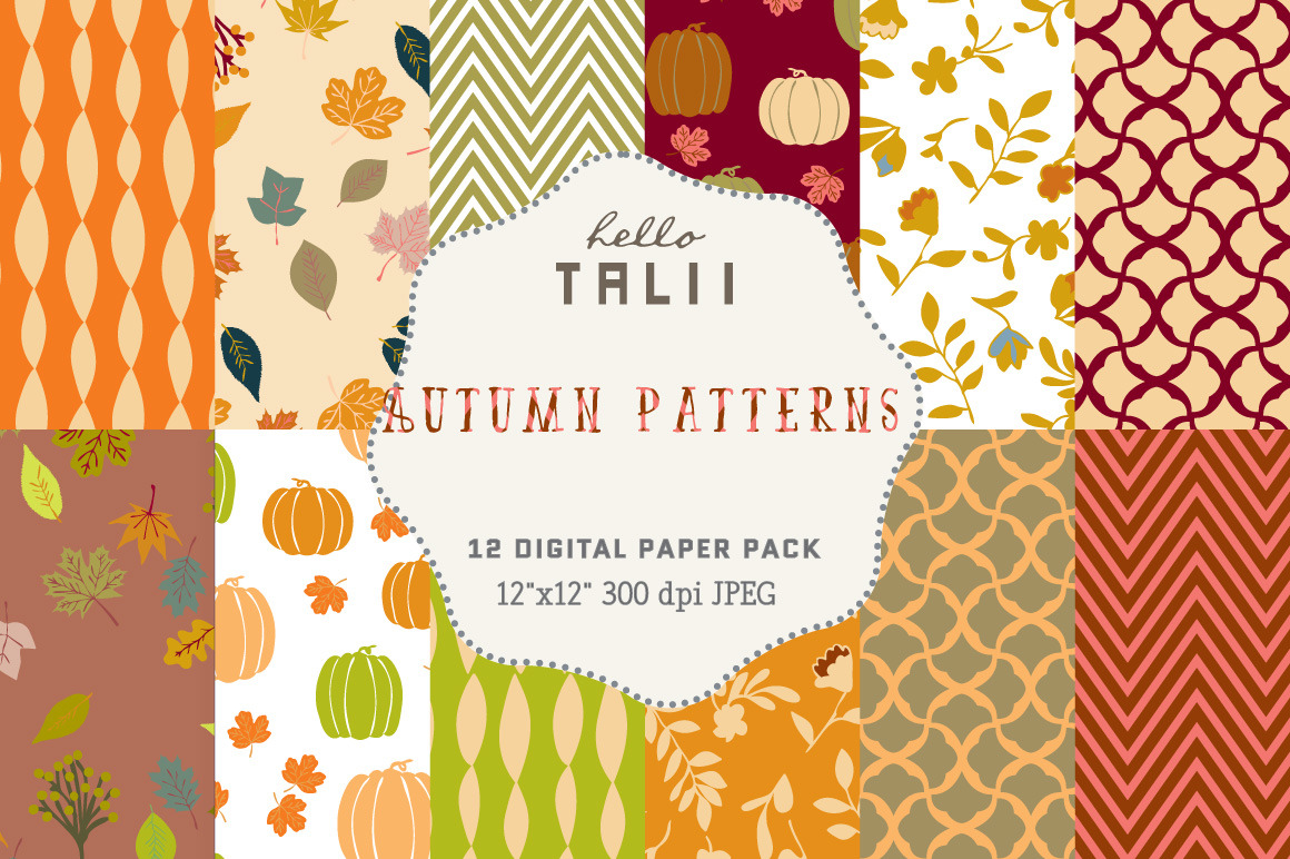 Autumn Digital Paper, a Pattern Graphic by Hello Talii