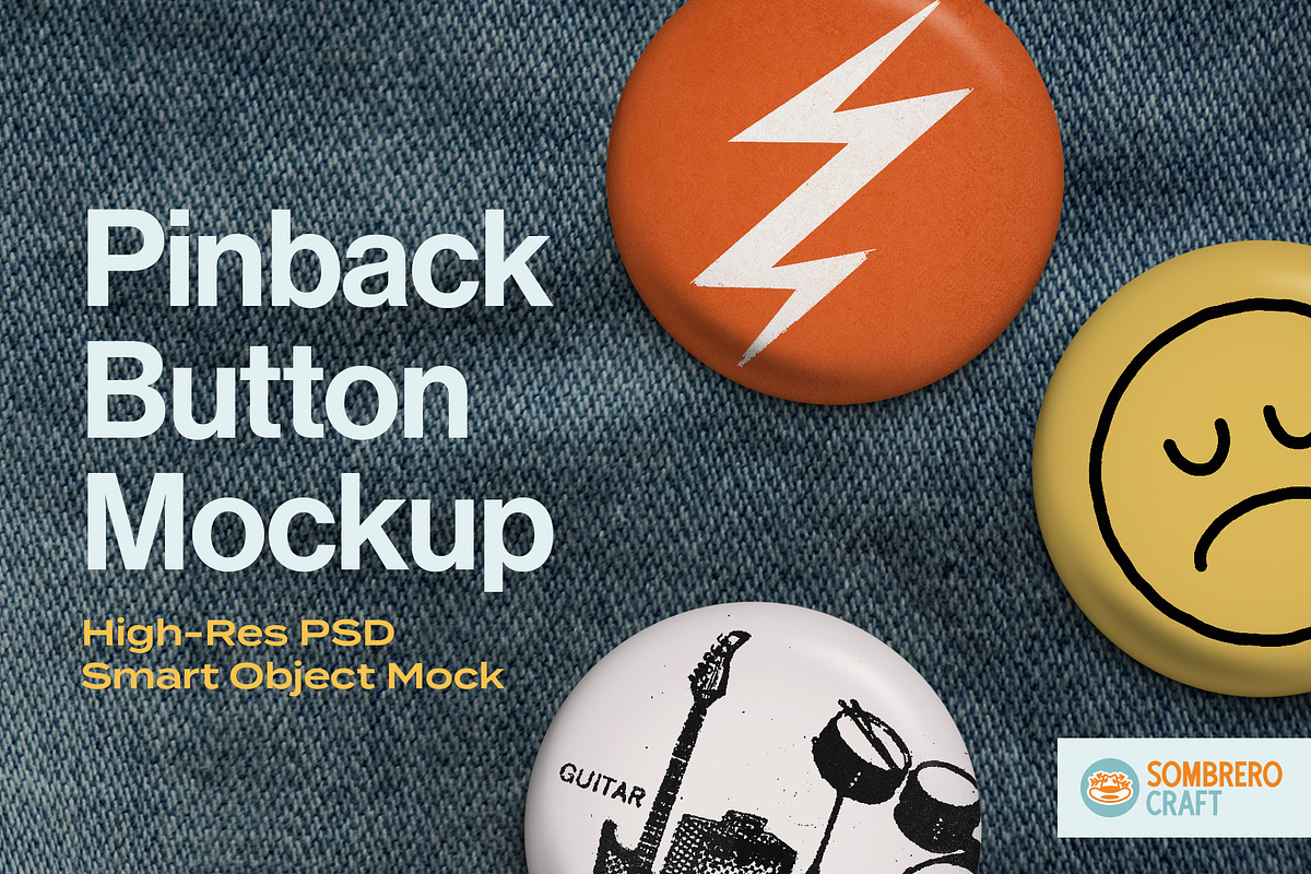 Pinback Button Mockup, a Merchandise Mockup by Sombrero Craft