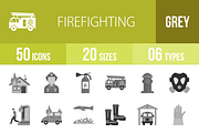 50 Firefighting Greyscale Icons, an Icon by IconBunny