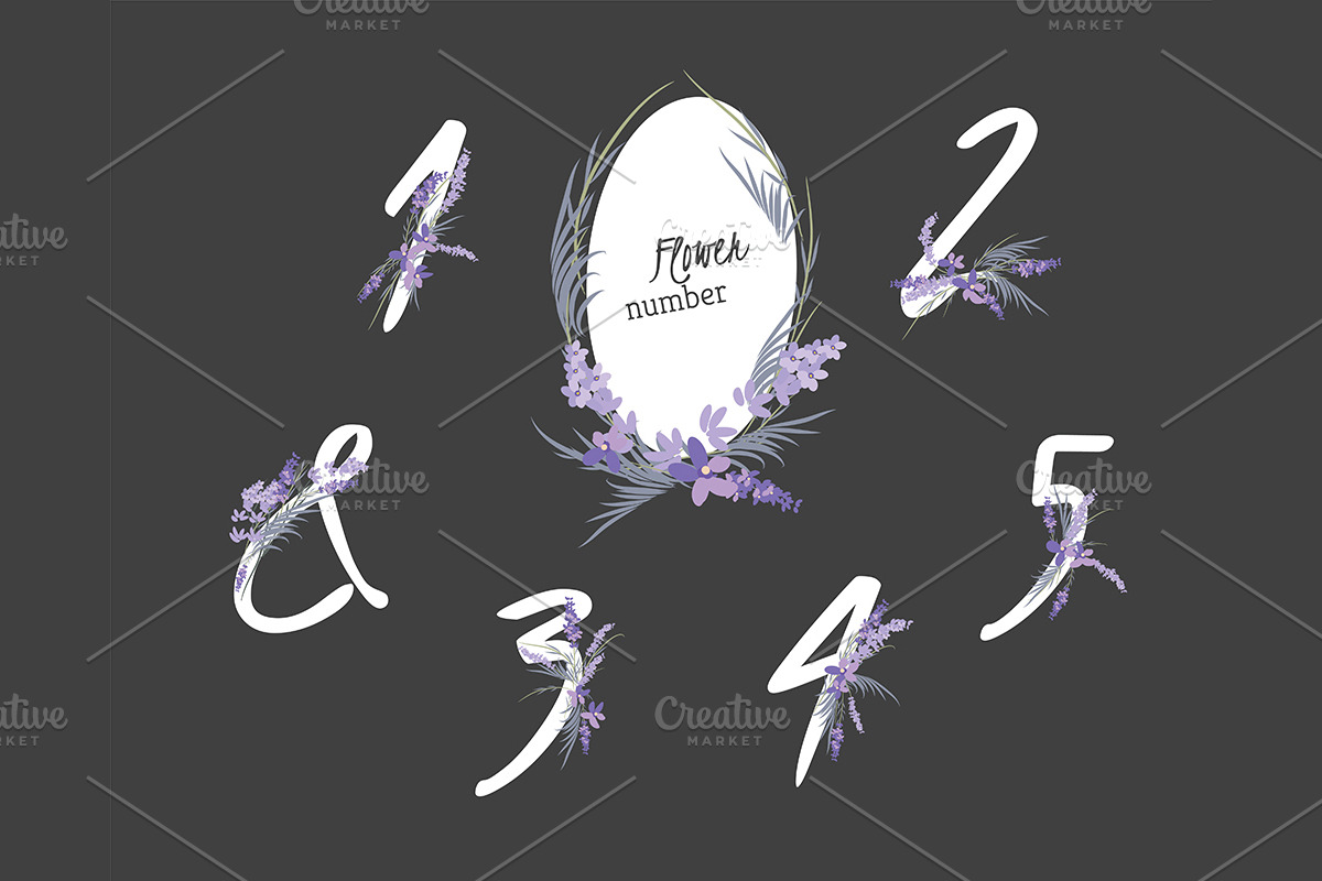 №220 Lavender Flower numbers, an Illustration by Rasveta