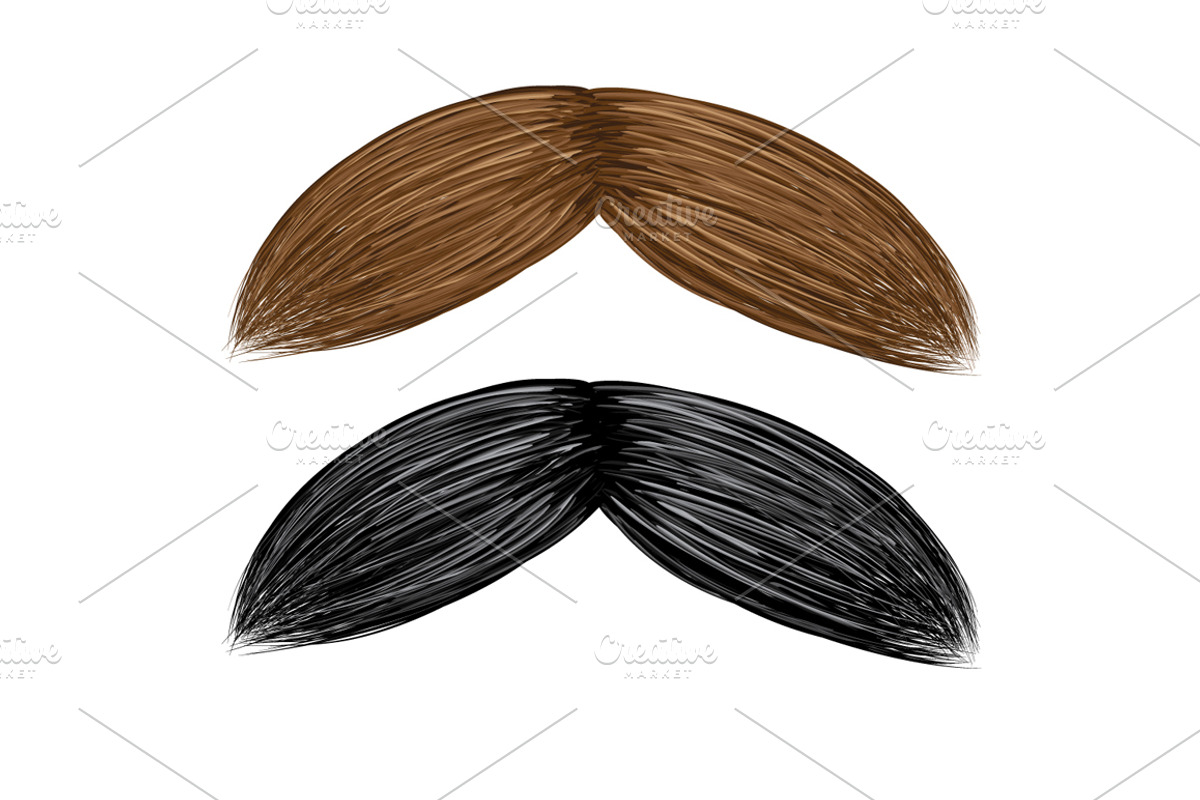 Stylish moustache vector set, an Illustration by alexandra.dzh
