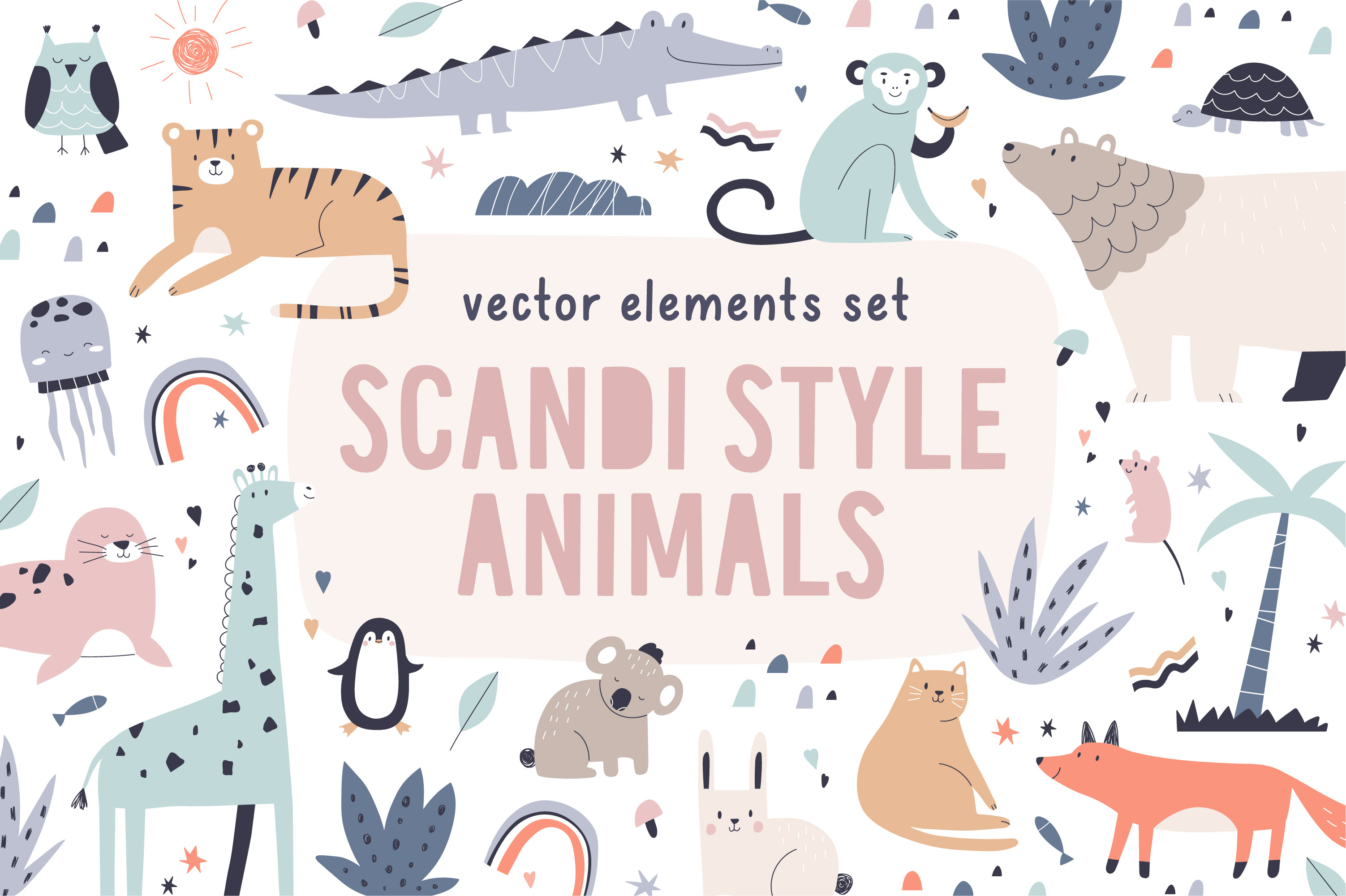 Cute scandi animals childish set, an Animal Illustration by Good Studio