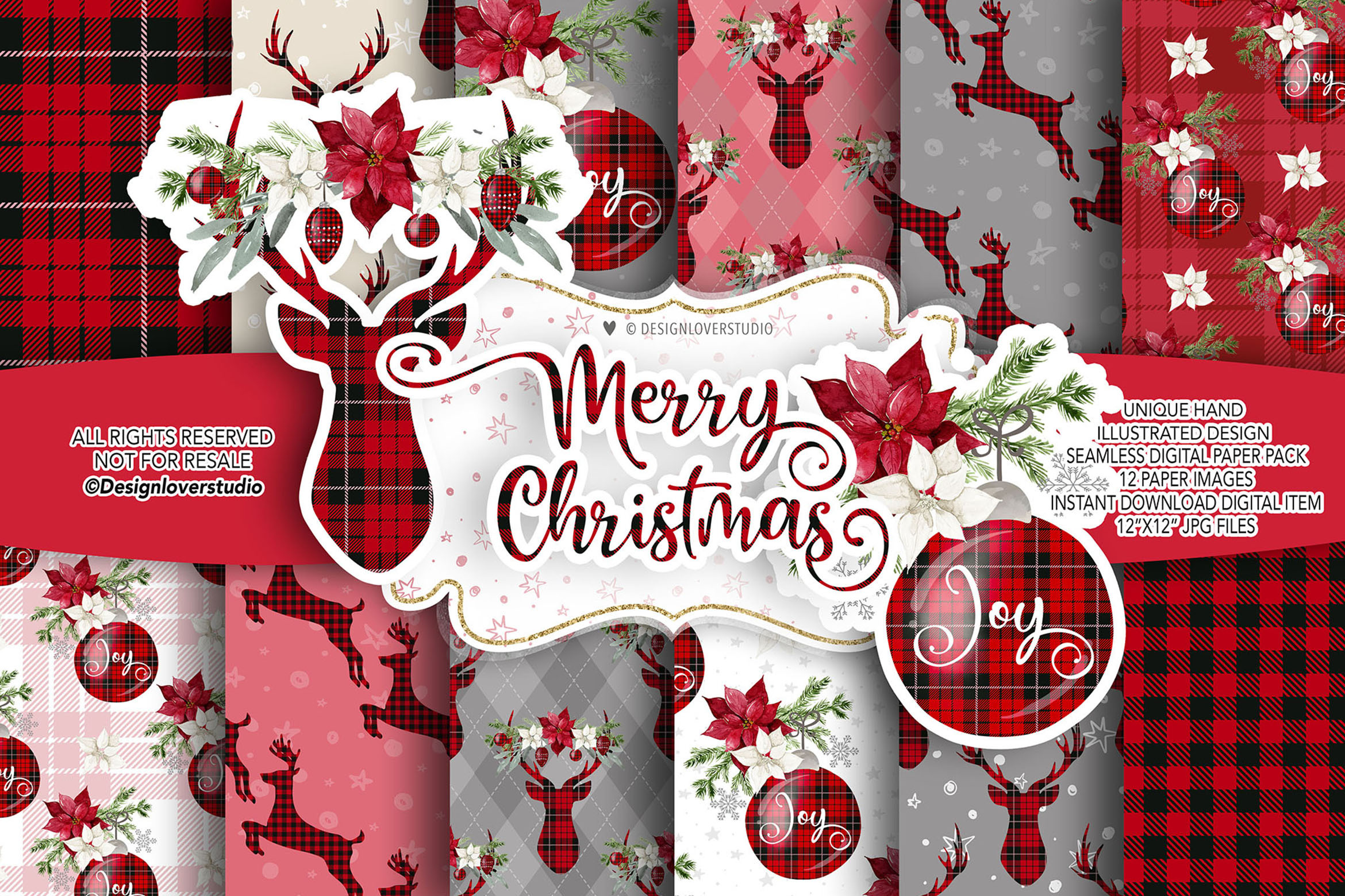 Merry Christmas digital paper pack | Graphic Patterns ~ Creative Market