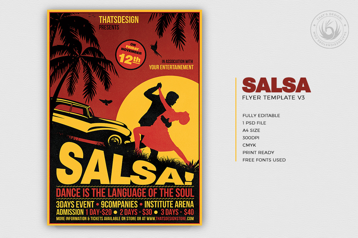 Salsa Flyer Template V3, a Flyer Template by ThatsDesign Art