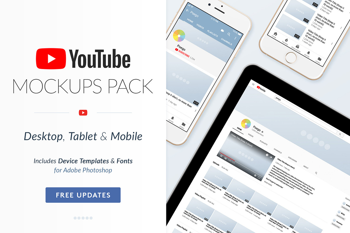 YouTube Social Media Mockups Pack, a Social Media Template by Poego Social