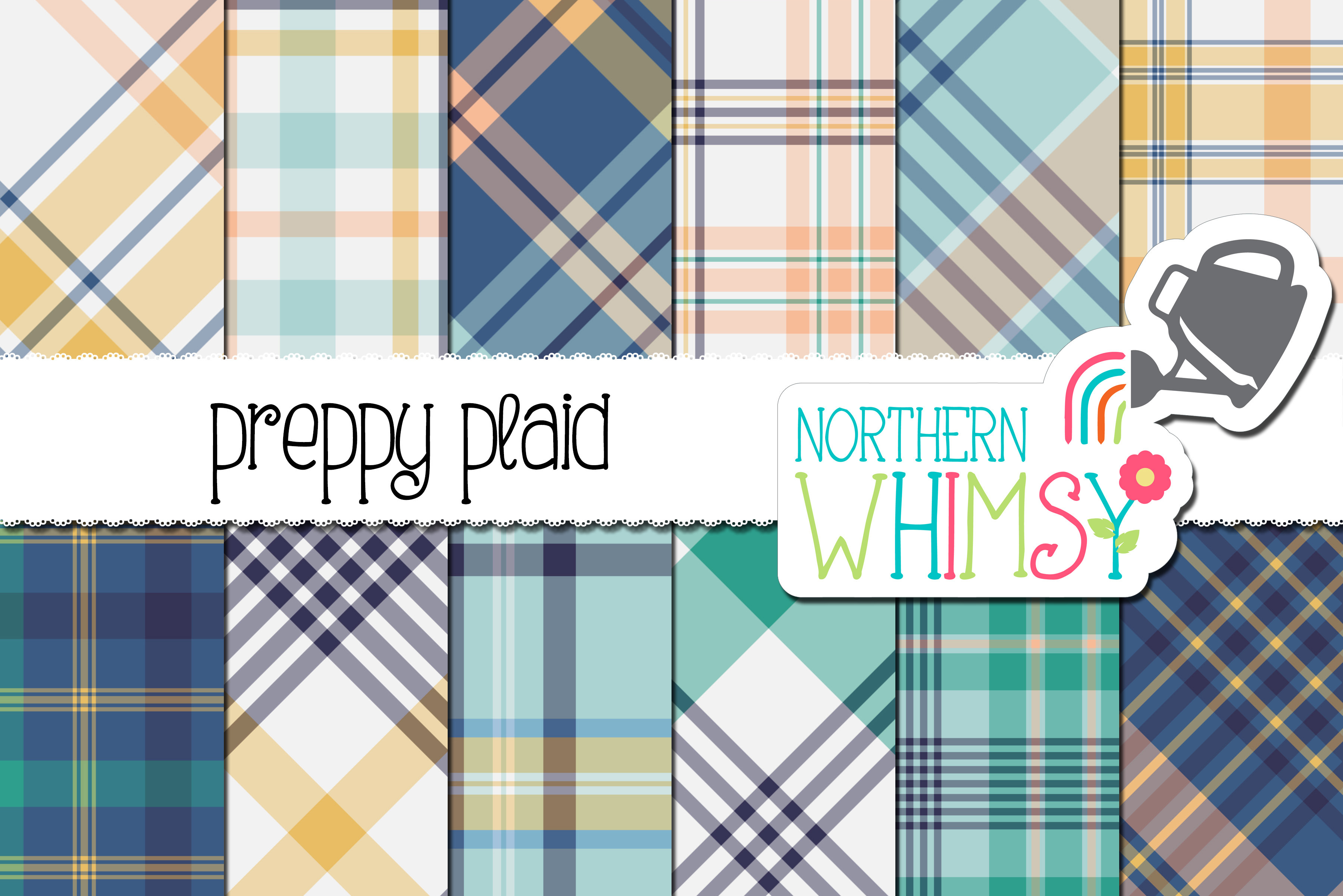 Preppy Plaid Patterns, a Pattern Graphic by Northern Whimsy Design