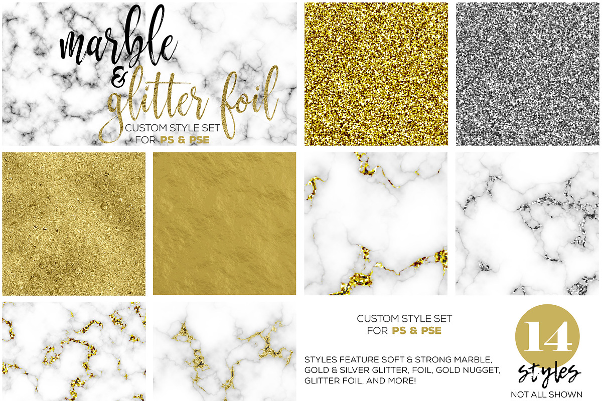 Marble Layer Styles for PS/PSE, a Layer Style Add-On by Studio Kitsch