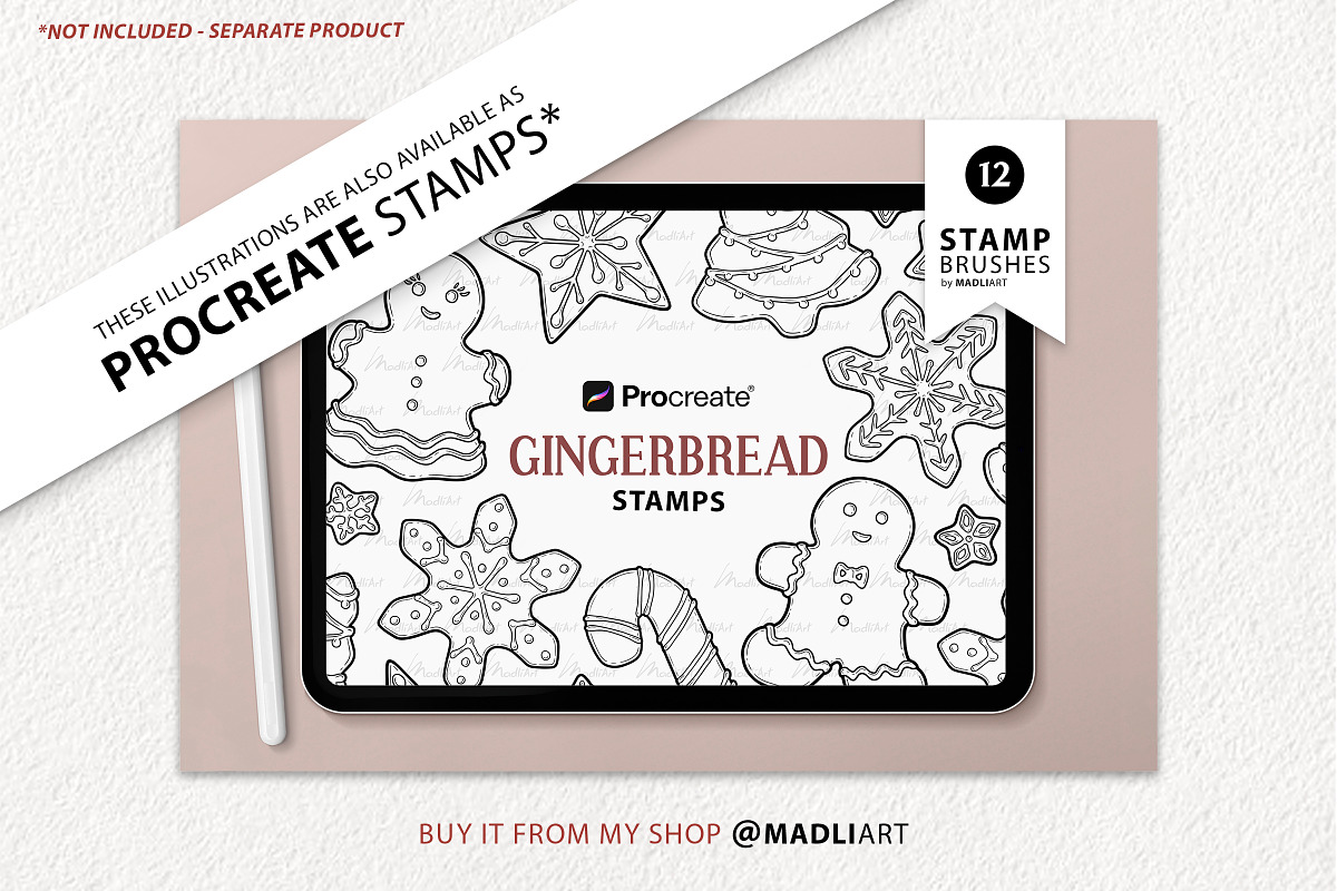 Gingerbread Vector Line Art, an Illustration by MadliArt