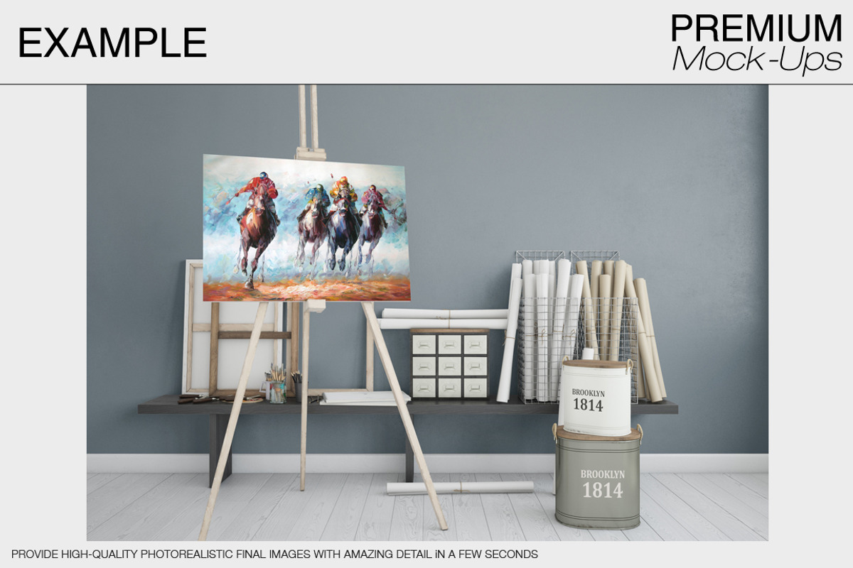 Easel Stand with Canvas, a Print Template by mock-ups