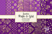 Purple and Gold Digital Paper, a Pattern Graphic by Digital Curio ...