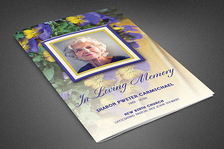 Purple Floral Funeral Program | Brochure Templates ~ Creative Market