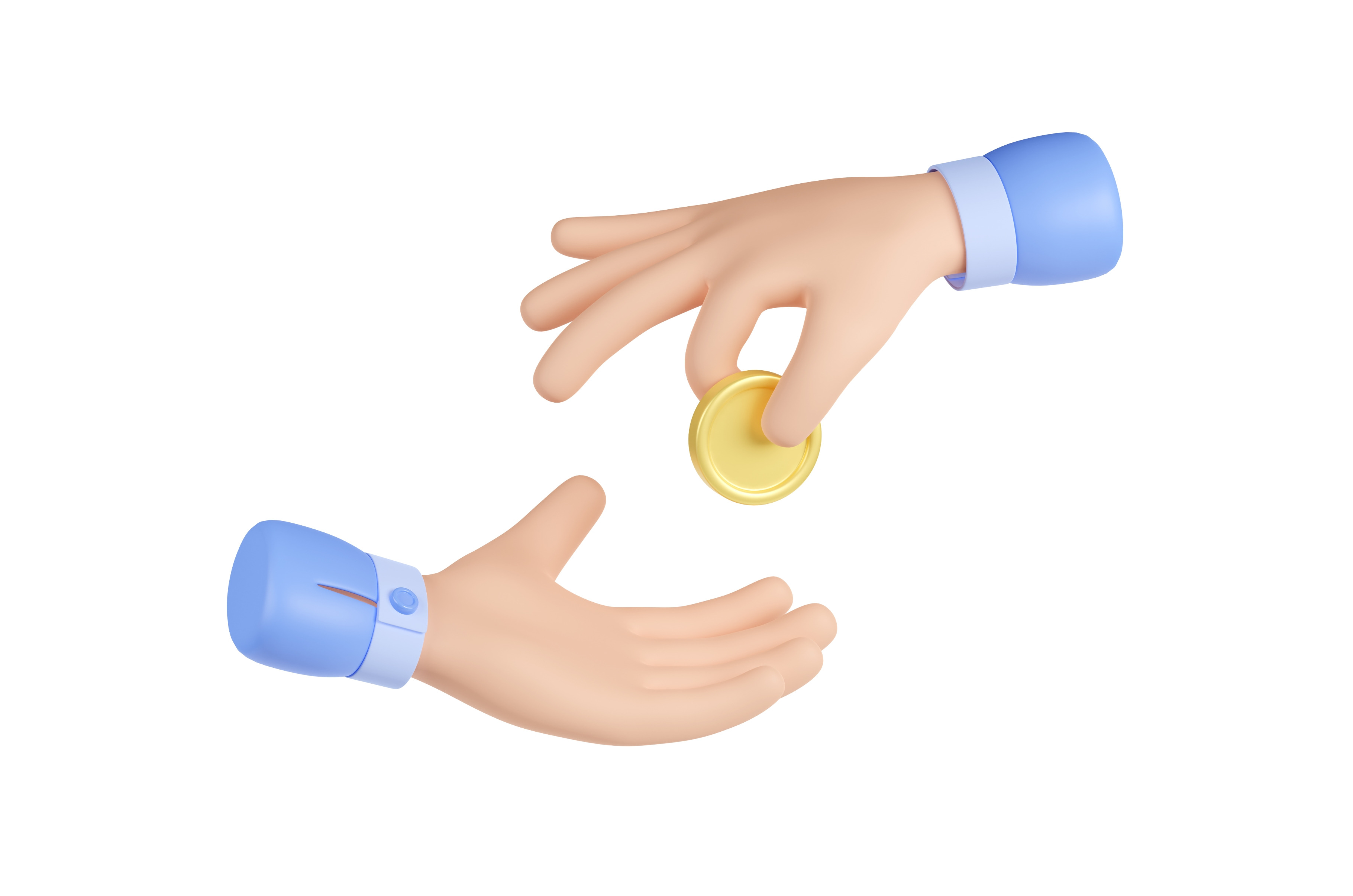 3d hand giving gold coin into empty, an Object 3D Model by art PVP - market