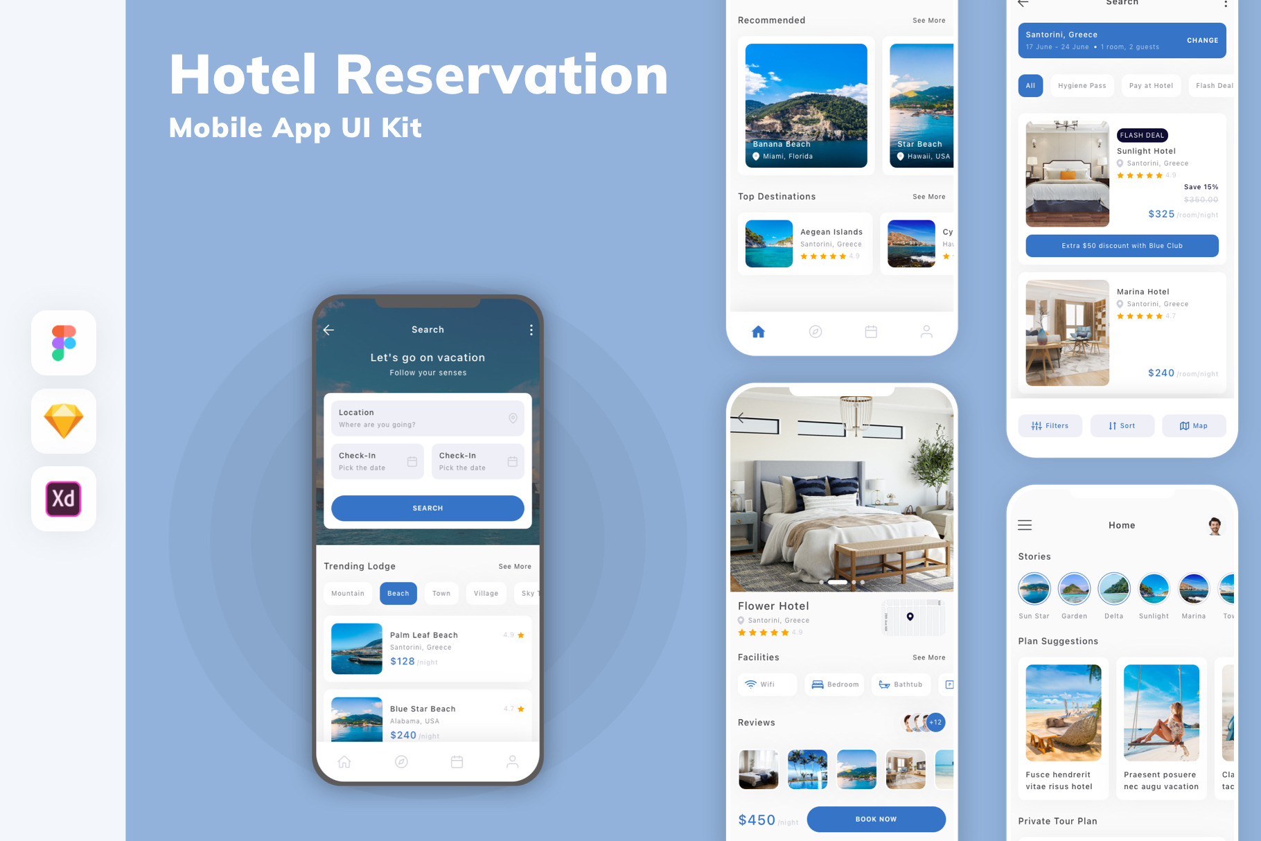 Hotel Reservation Mobile App UI Kit, an UI Kit Template by uicube