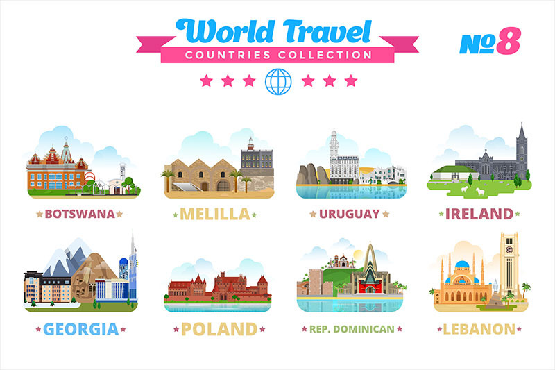 World Travel Countries Collection 8, an Illustration by Sentavio