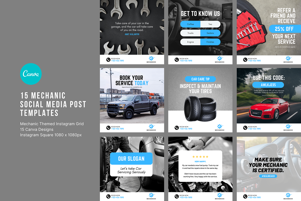 15 Mechanic Social Media Templates