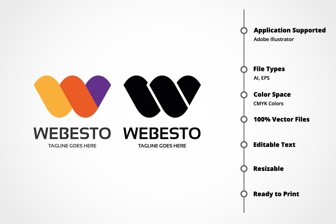 Letter W - Webesto Logo, a Branding & Logo Template by Design_Planet