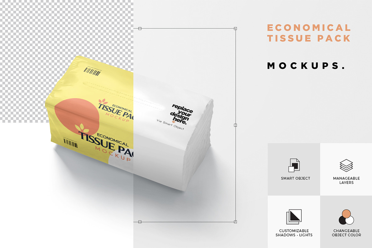Tissue Wrapped In Plastic Mockups, a Packaging Mockup by GfxFoundry