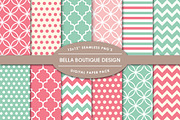 Vector & PNG Patterns - Coral & Mint | Graphic Patterns ~ Creative Market
