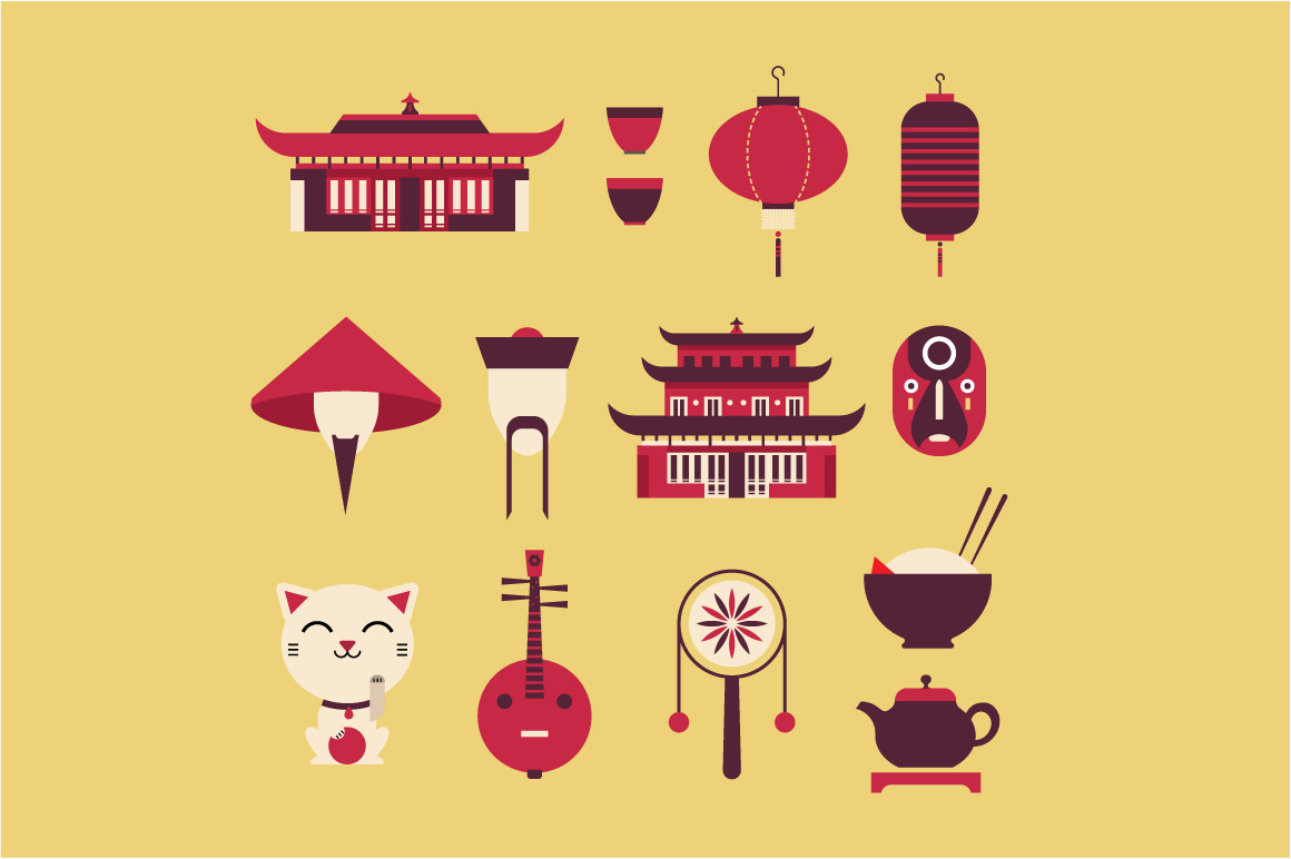 Vector china icons, a Graphic by vectorprro