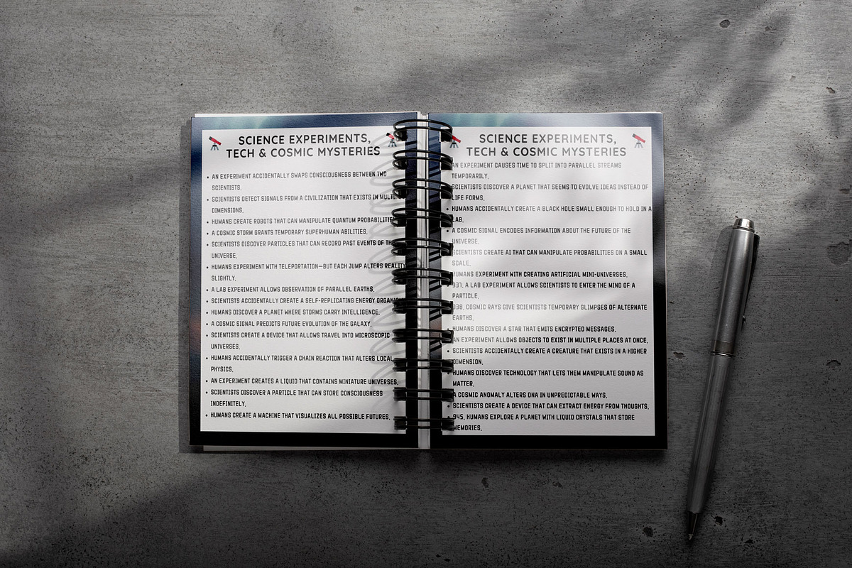 1000+ Sci-Fi Writing Prompts Book, a Stationery Template by Designmela01