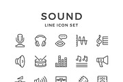 Set line icons of sound, an Outline Icon by motorama