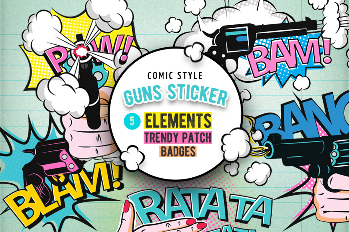 Vector guns sticker comics style, an Object Graphic by WalnutBird