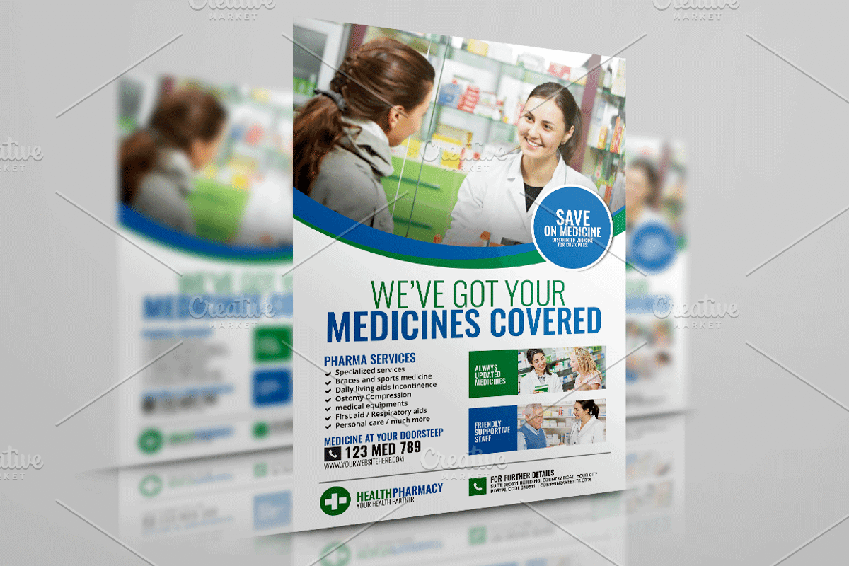 Pharmacy Flyer, a Flyer Template by PSDPixel | Creative Market