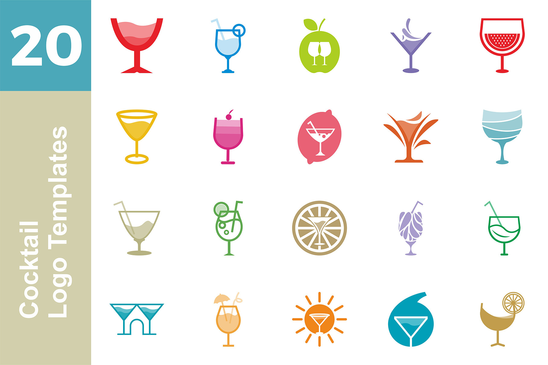 20 Logo Cocktail Templates Bundle | Branding & Logo Templates ...