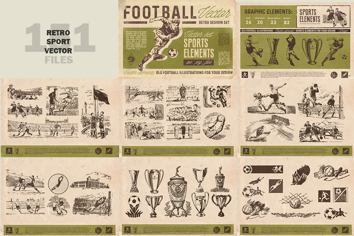 Retro Sports Art Bundle 8 in 1, an Illustration by Retro Machine