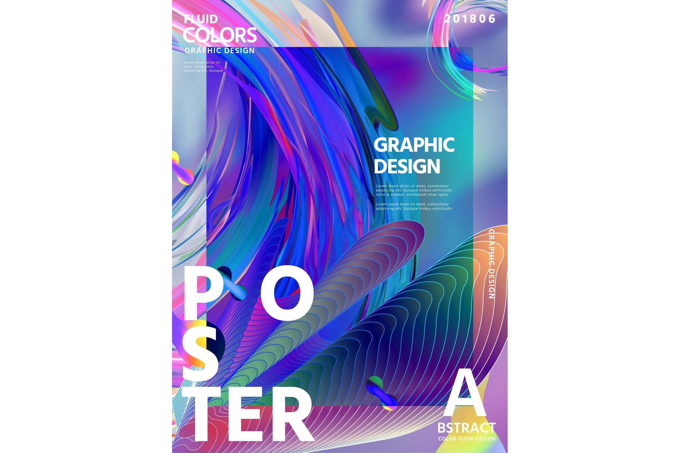Abstract fluid colors poster design | Flyer Templates ~ Creative Market